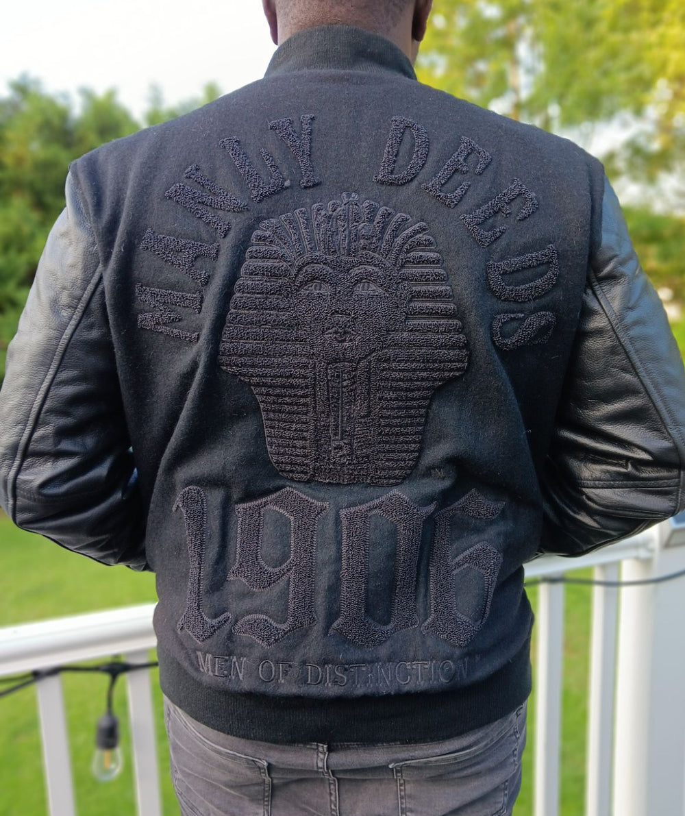 All BLACK Alpha Letterman Jacket - Greek CertiPHIed Apparel