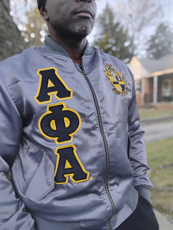 Alpha "Manly Deeds" Bomber Jacket - Greek CertiPHIed Apparel