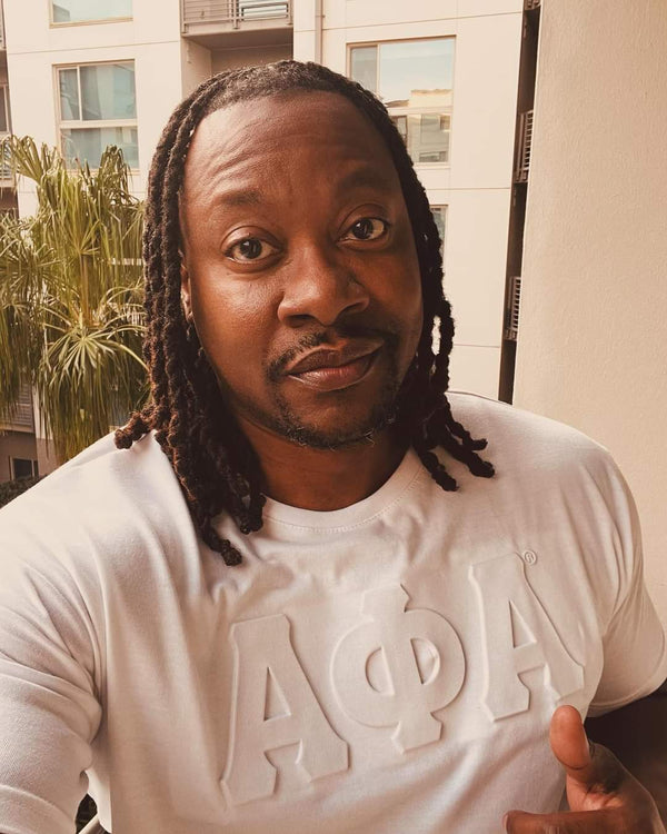 White Short Sleeve Embossed Tee - Greek CertiPHIed Apparel