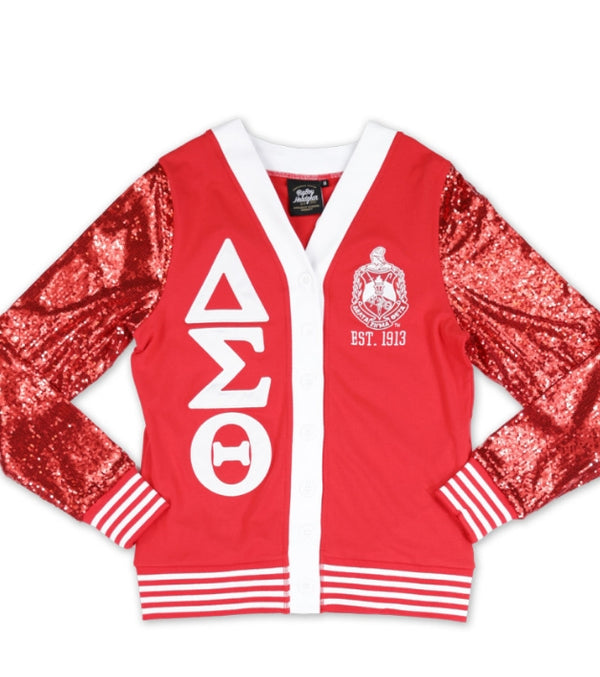 New Delta Cardigan with Sequin Sleeves - Greek CertiPHIed Apparel