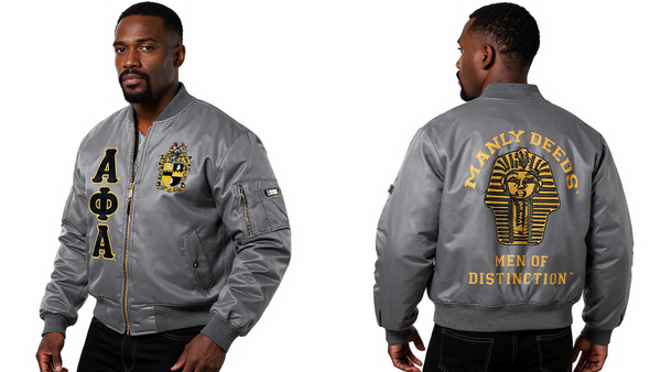 Alpha "Manly Deeds" Bomber Jacket - Greek CertiPHIed Apparel