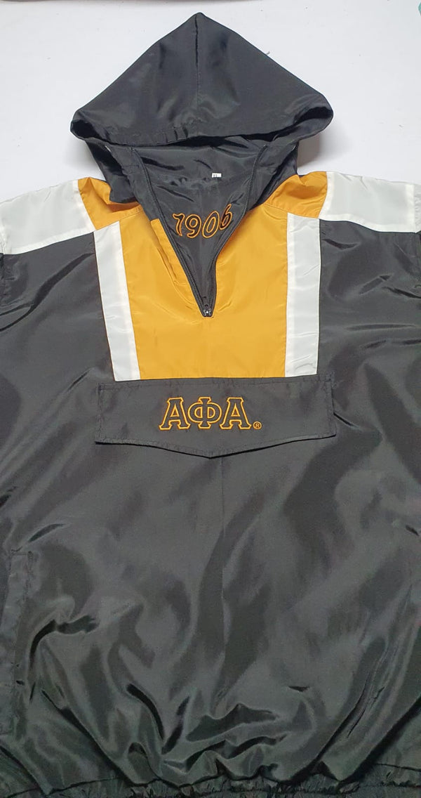 Black Tri-color Hooded Windbreaker - Greek CertiPHIed Apparel