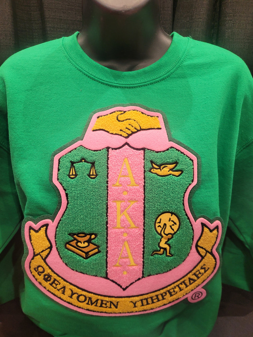 AKA chenille shield sweatshirt - Greek CertiPHIed Apparel